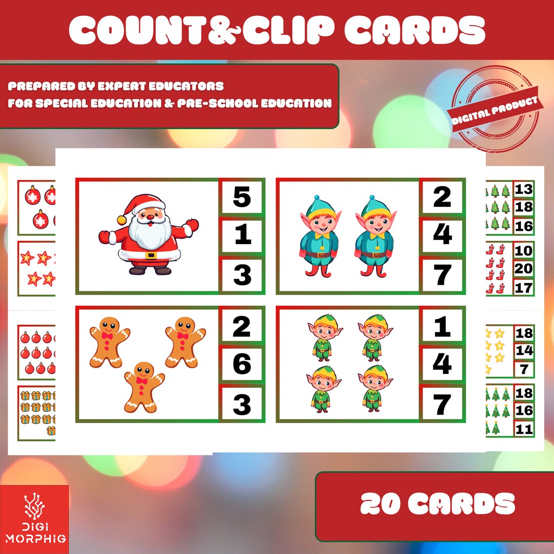 Christmas Count&clip Cards Special Education, Preschool, Homeschool ...