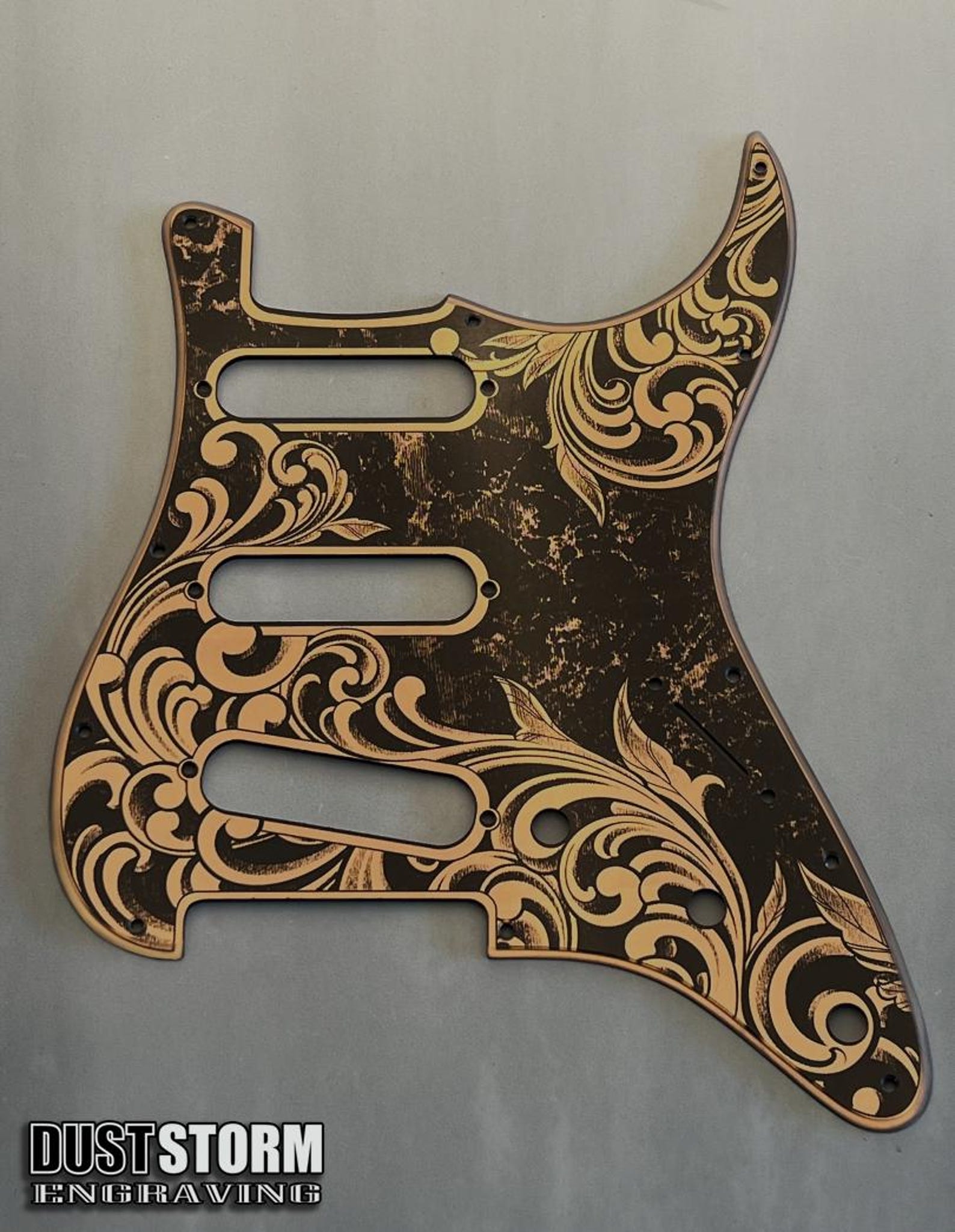 Engraved Copper Acrylic Mirror Pickguard & Tremolo Cover for Fender ...