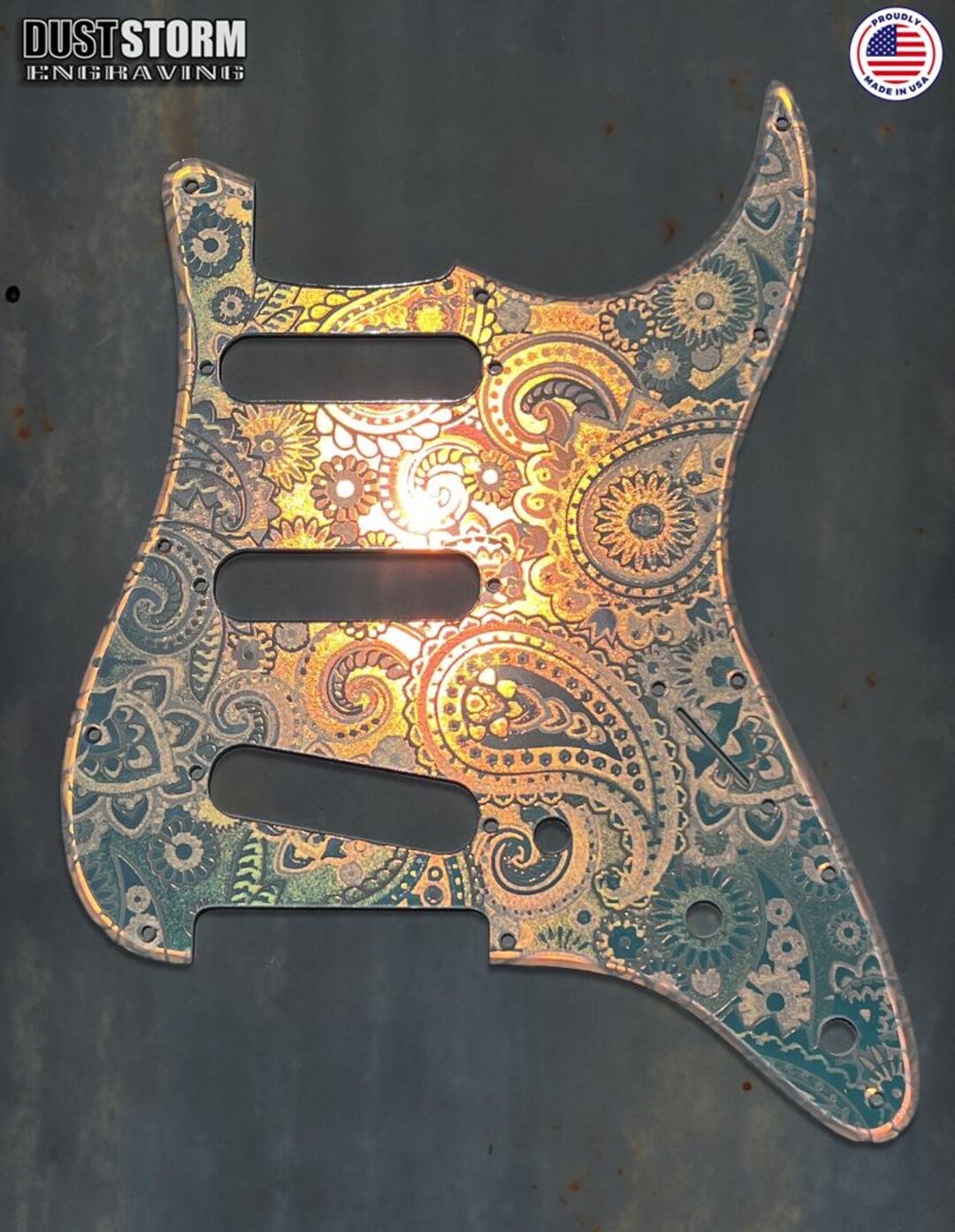 Paisley Stratocaster Pickguard & Tremolo Set: Iridescent Rainbow ...