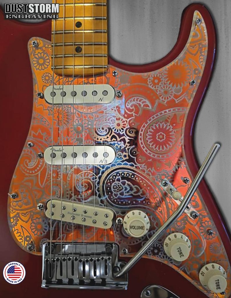 Paisley Stratocaster Pickguard & Tremolo Set: Iridescent Rainbow ...