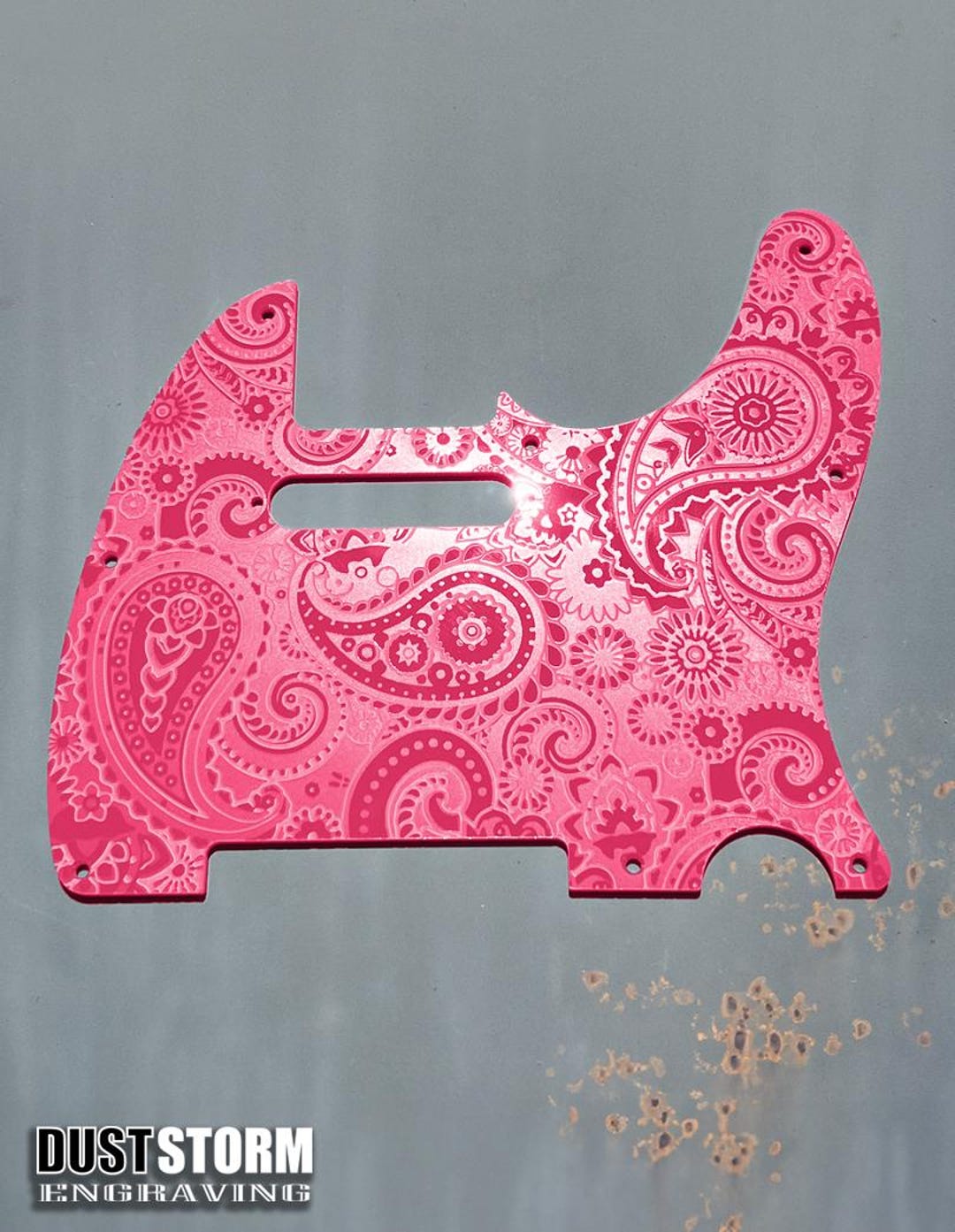 Paisley Telecaster Pickguard: Engraved Pink Acrylic, 8 Hole, Standard ...