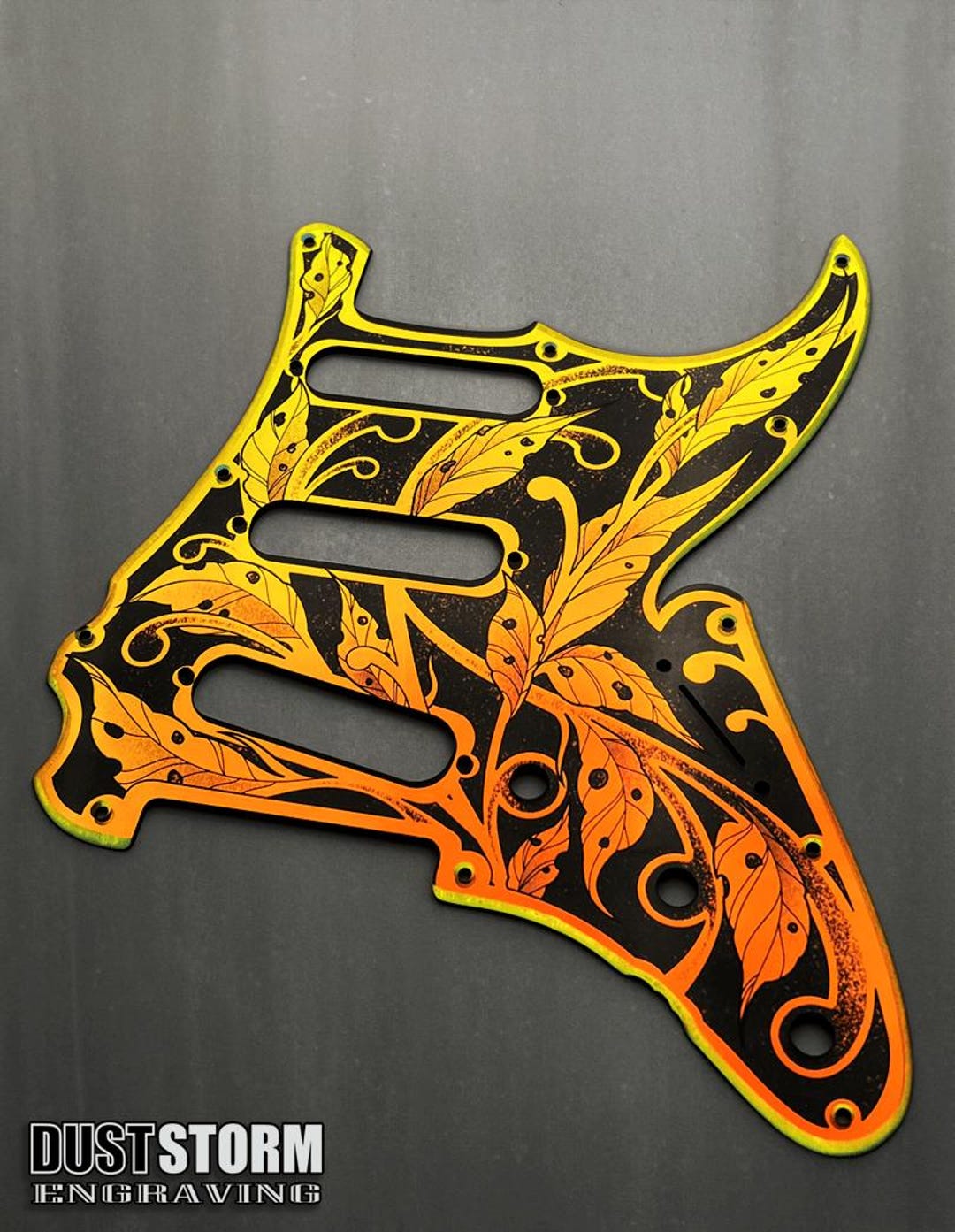 Stratocaster Pickguard & Tremolo Cover: Iridescent Gold Acrylic Mirror ...