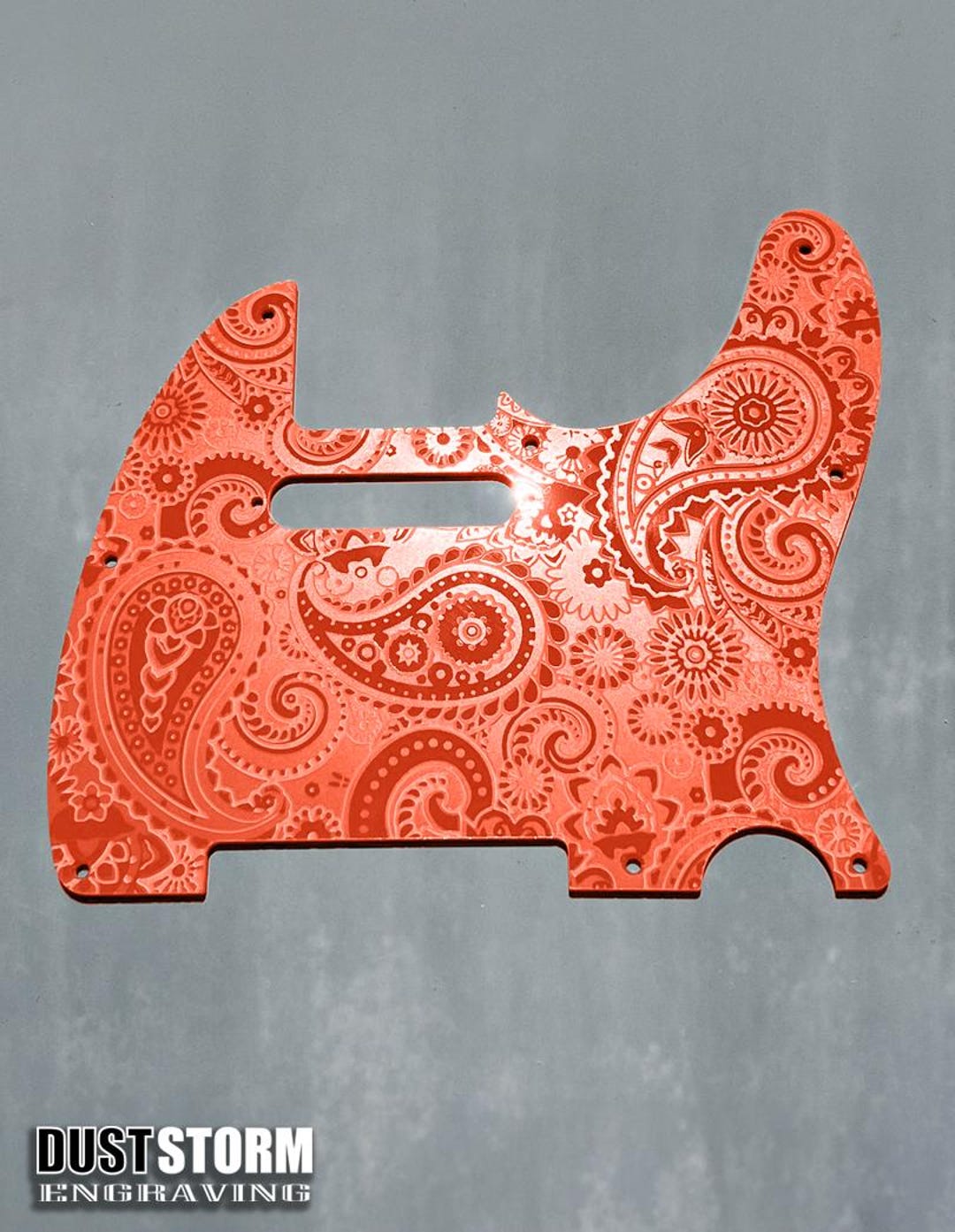 Paisley Telecaster Pickguard: Engraved Orange Acrylic, 8 Hole, Standard ...