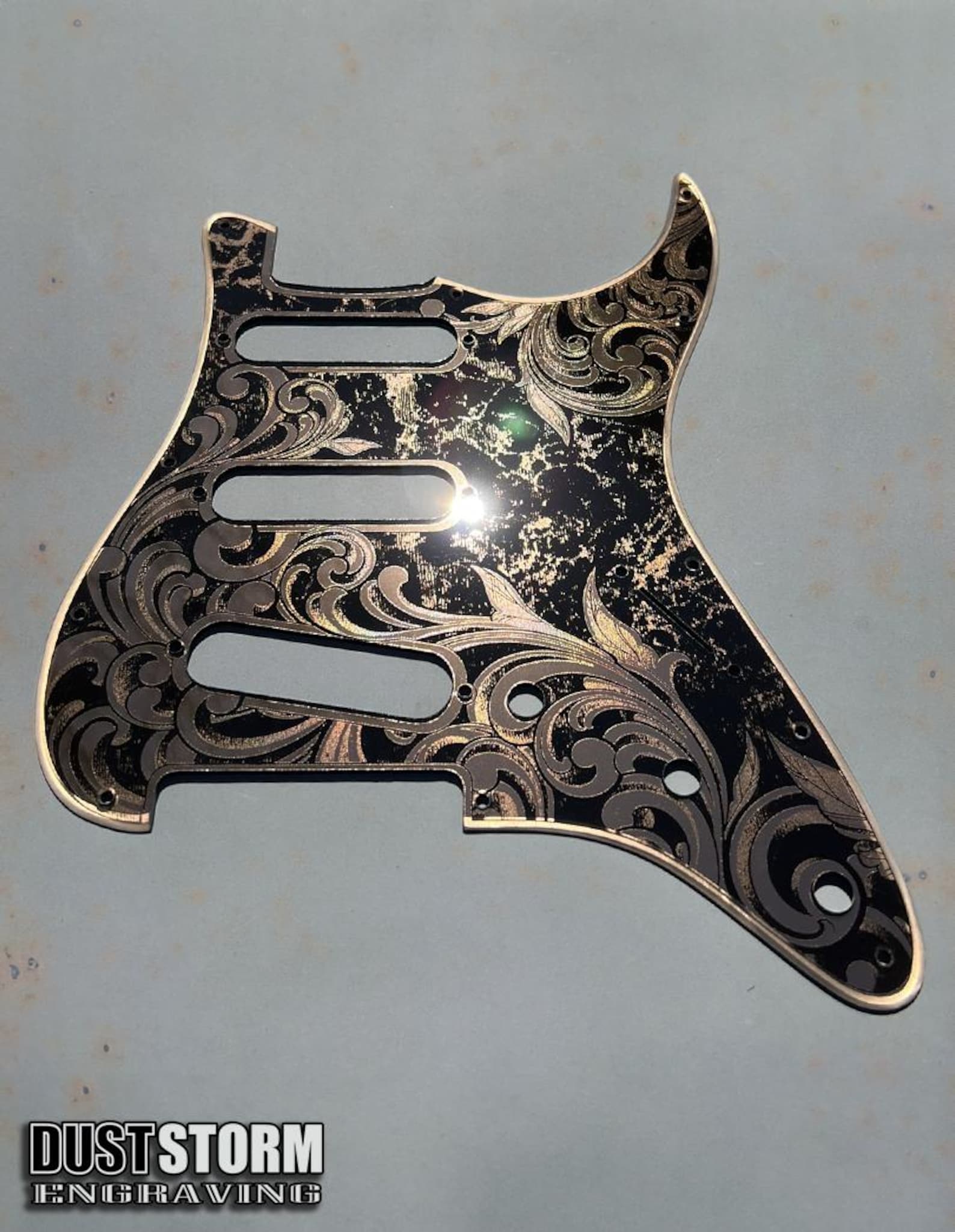 Engraved Copper Acrylic Mirror Pickguard & Tremolo Cover for Fender ...
