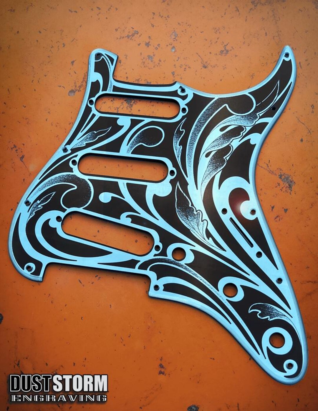 Engraved Blue Acrylic Mirror Pickguard & Tremolo Cover for Fender ...