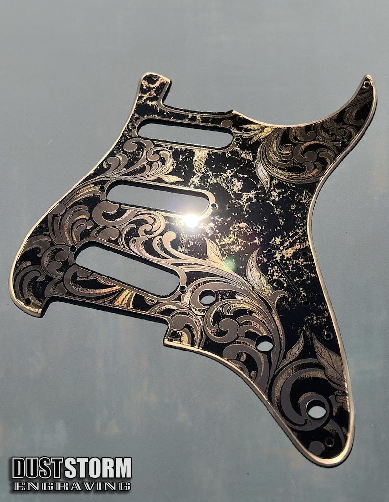 Engraved Copper Acrylic Mirror Pickguard & Tremolo Cover for Fender ...