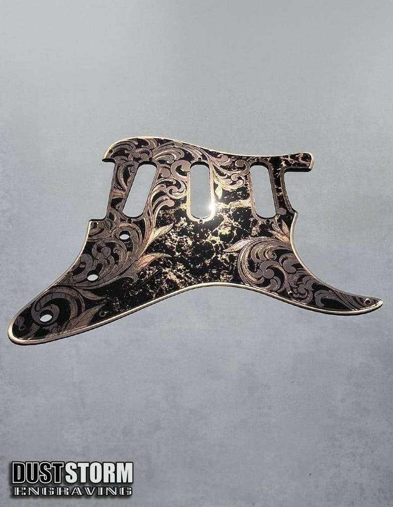 Engraved Copper Acrylic Mirror Pickguard & Tremolo Cover for Fender ...