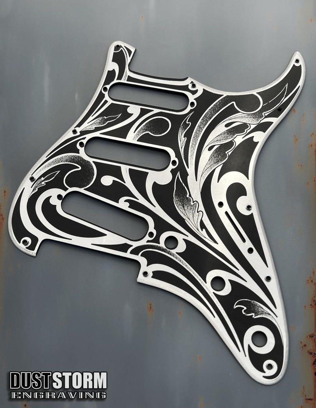 Engraved Silver Acrylic Mirror Pickguard & Tremolo Cover for Fender ...