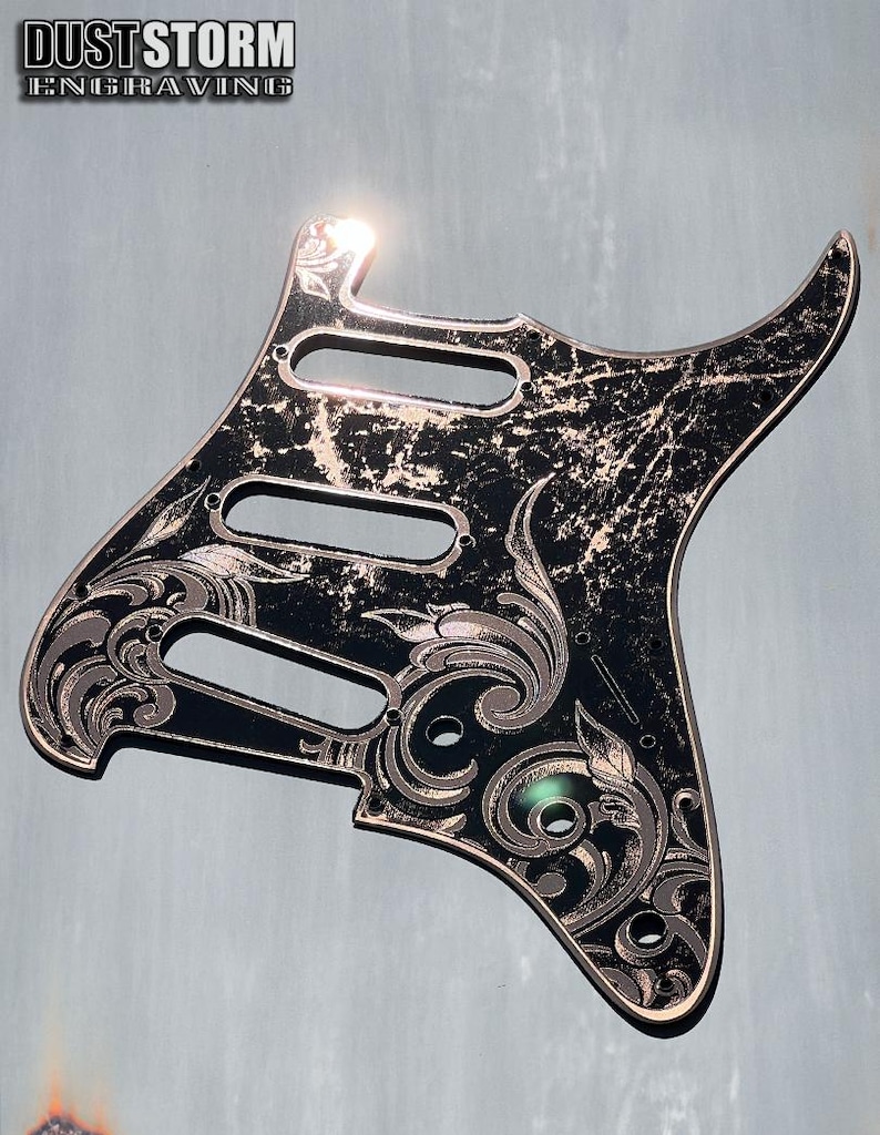 Engraved Copper Acrylic Mirror Pickguard & Tremolo Cover for Fender ...