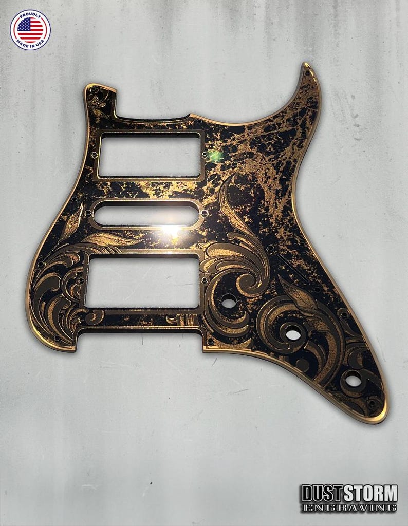 Engraved Copper Acrylic Mirror Pickguard & Tremolo Cover for Fender ...
