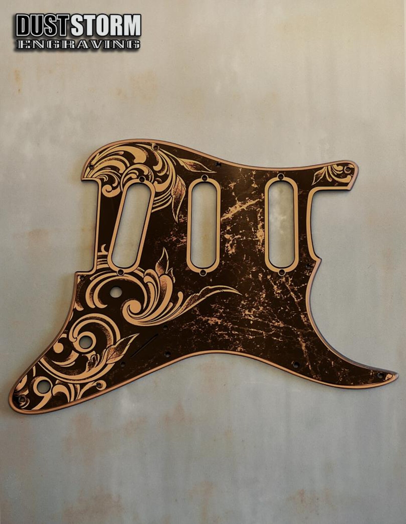 Engraved Copper Acrylic Mirror Pickguard & Tremolo Cover for Fender ...