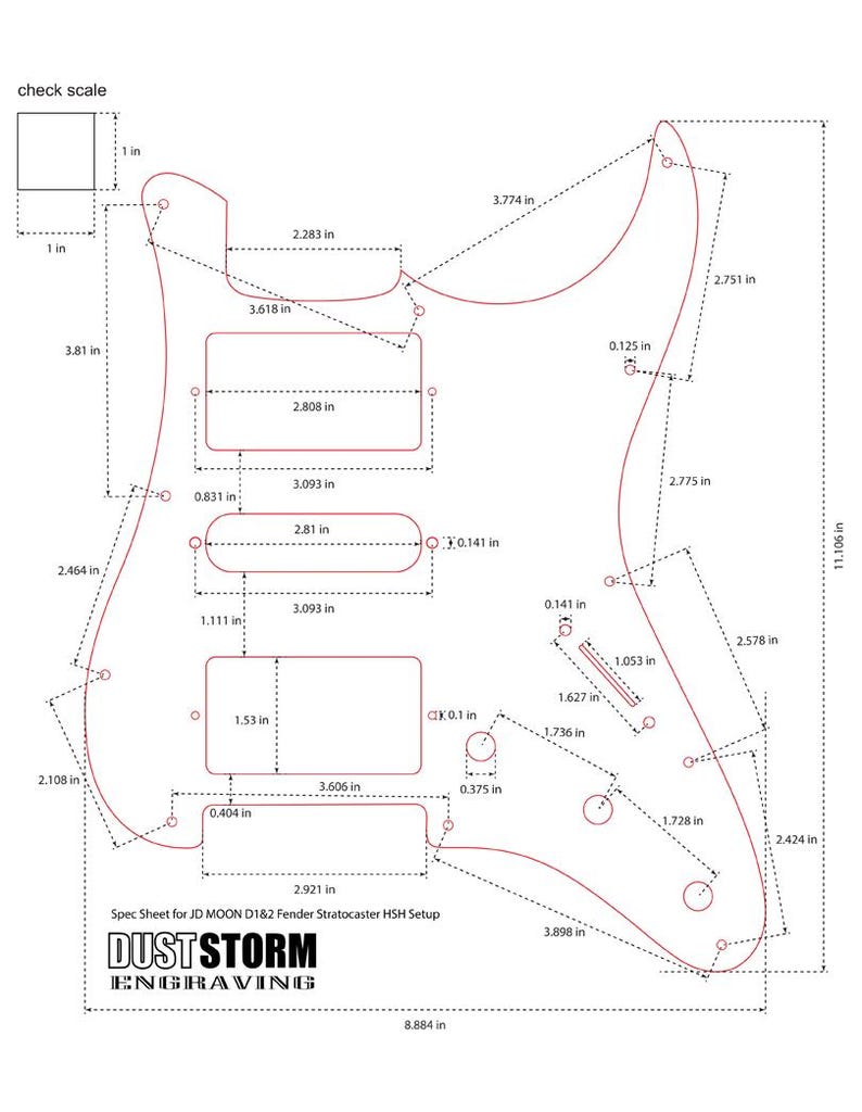 Laser Engraved White Stratocaster Guitar Body: Blue Acrylic Pickguard ...
