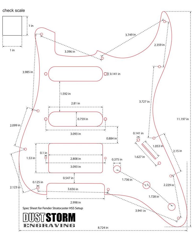 Engraved Stratocaster Pickguard & Tremolo Cover: Glossy Black Acrylic ...