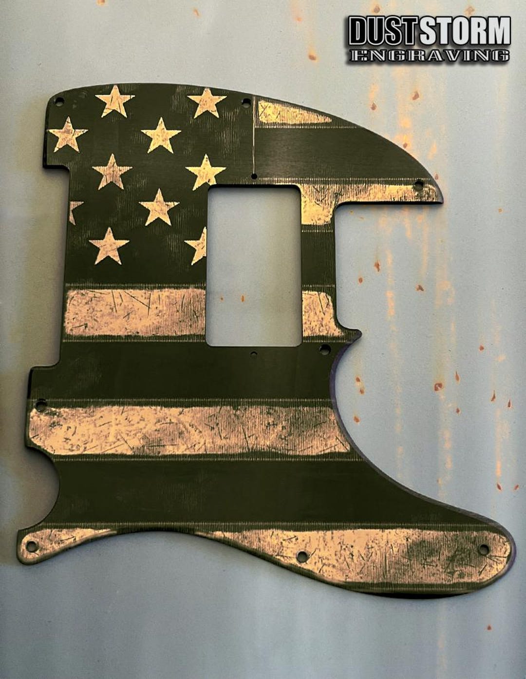 American Flag Telecaster Pickguard: Copper Acrylic Mirror, 8 Hole ...