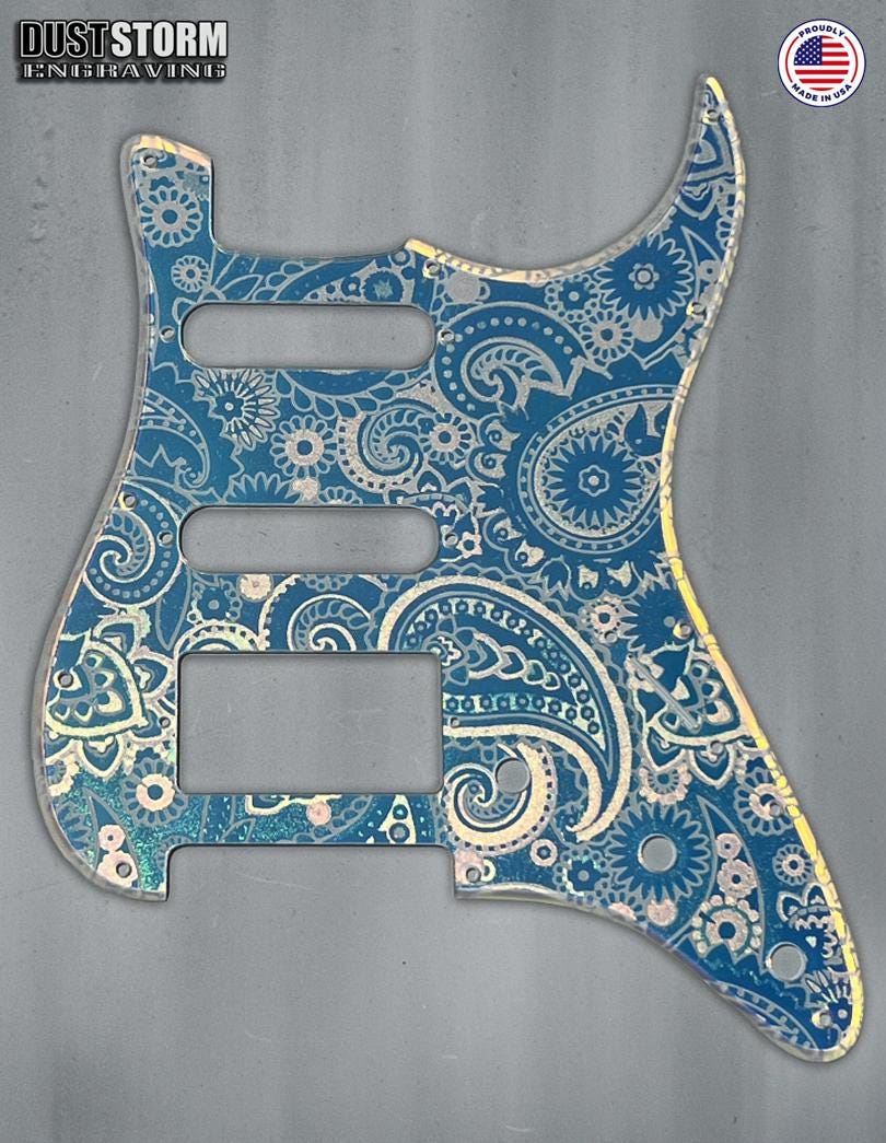 Paisley Stratocaster Pickguard & Tremolo Set: Iridescent Rainbow ...