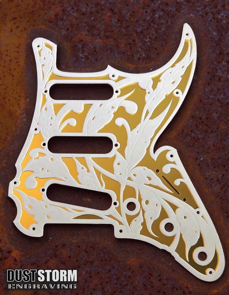 Fender Strat Guitar Body Custom Laser Engraved Blue Sparkle and White ...