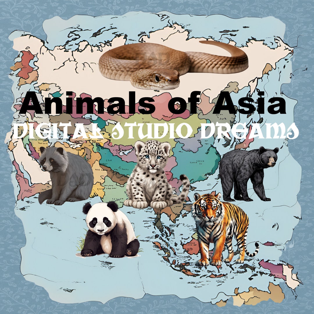 Animals of Asia 78 Transparent PNG Files -clipart, Junk Journal Kits ...