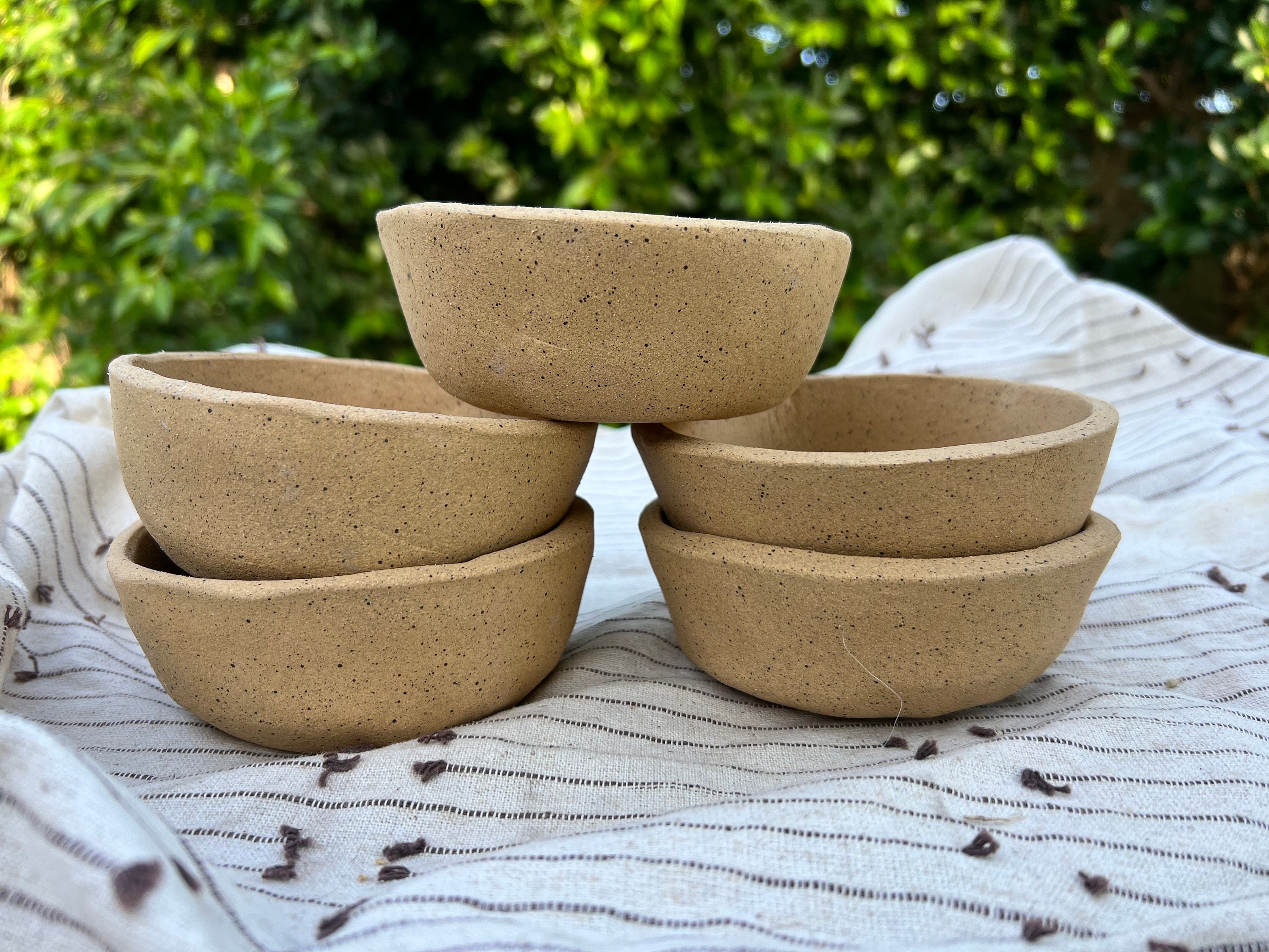 Set of 5 Raw Clay Bowls - Etsy