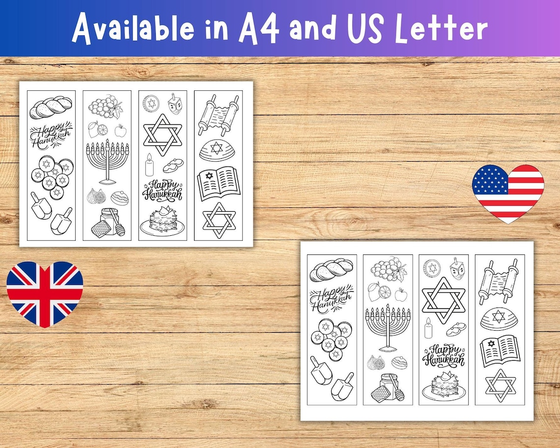 Hanukkah Coloring Bookmarks, Color Your Own Bookmarks, Hanukkah ...
