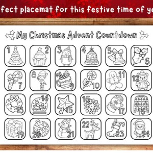 Advent Calendar Coloring Page , Christmas Countdown Coloring, Printable ...