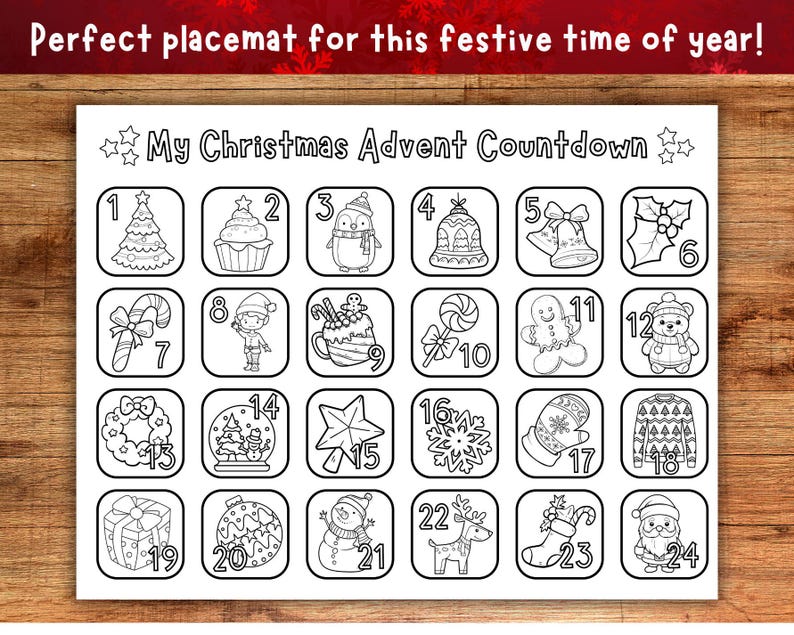 Advent Calendar Coloring Page , Christmas Countdown Coloring, Printable ...