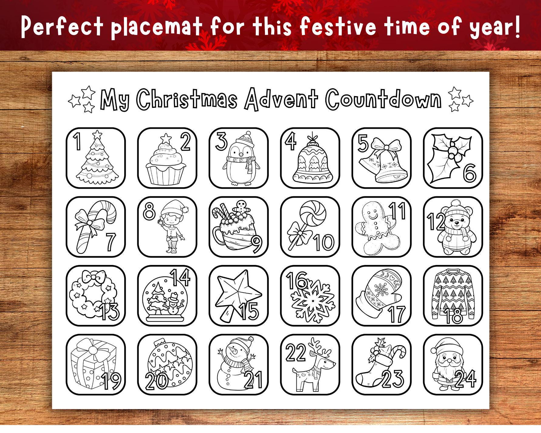 Advent Calendar Coloring Page , Christmas Countdown Coloring, Printable ...