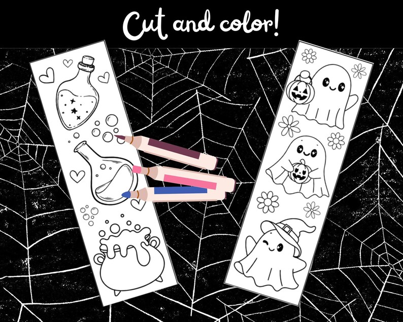 Halloween Coloring Bookmarks, Kids Halloween Activity, Halloween ...