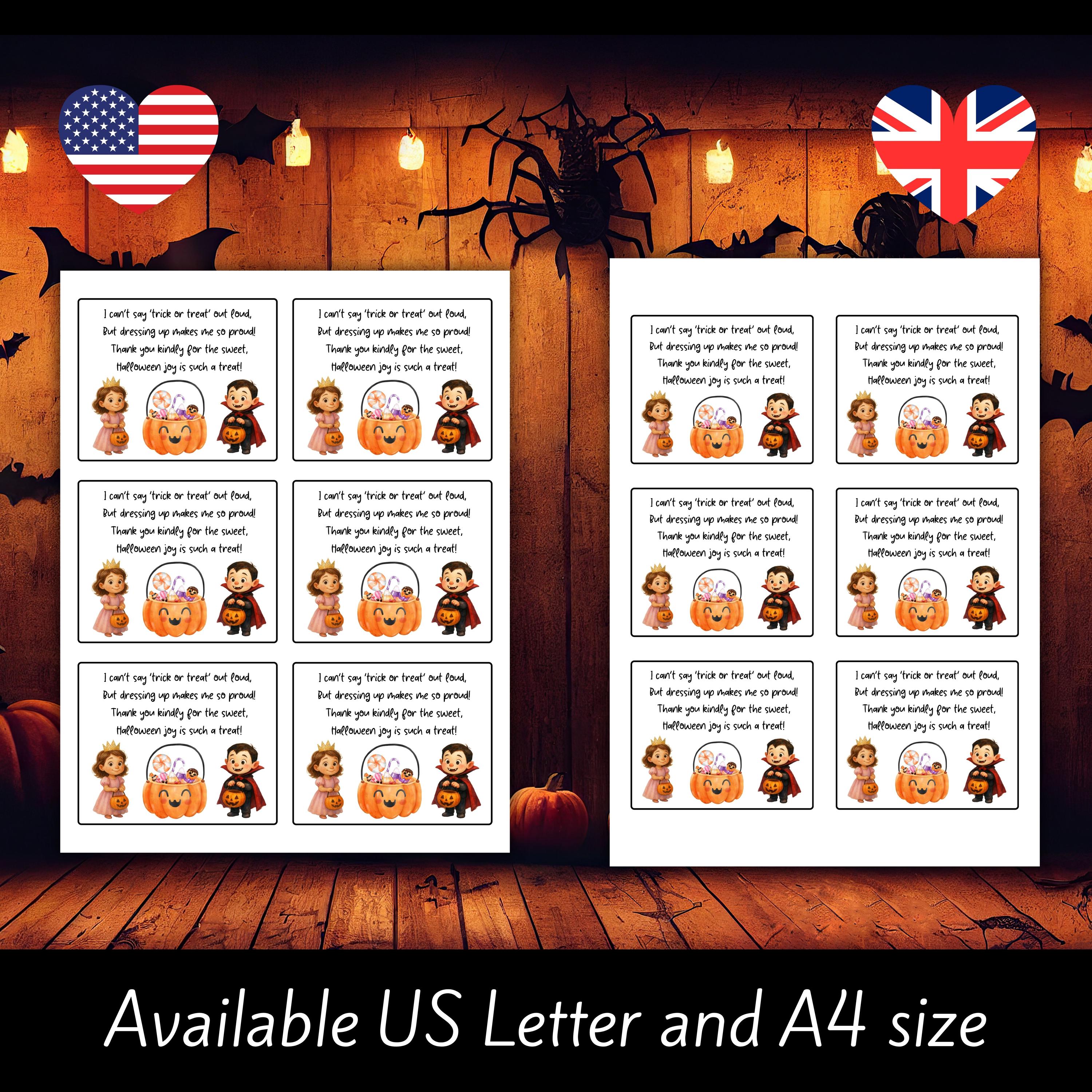 Trick or Treat Communication Cards, Halloween Communication Cards ...
