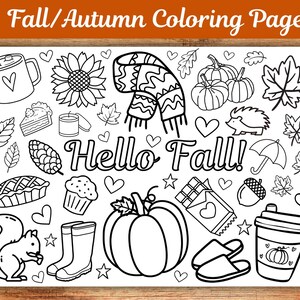 Fall/autumn Coloring Page, Fall Coloring Placemat, Cozy Vibes Coloring ...