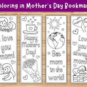 Mother's Day Coloring in Bookmarks, Color Your Own Bookmarks for ...