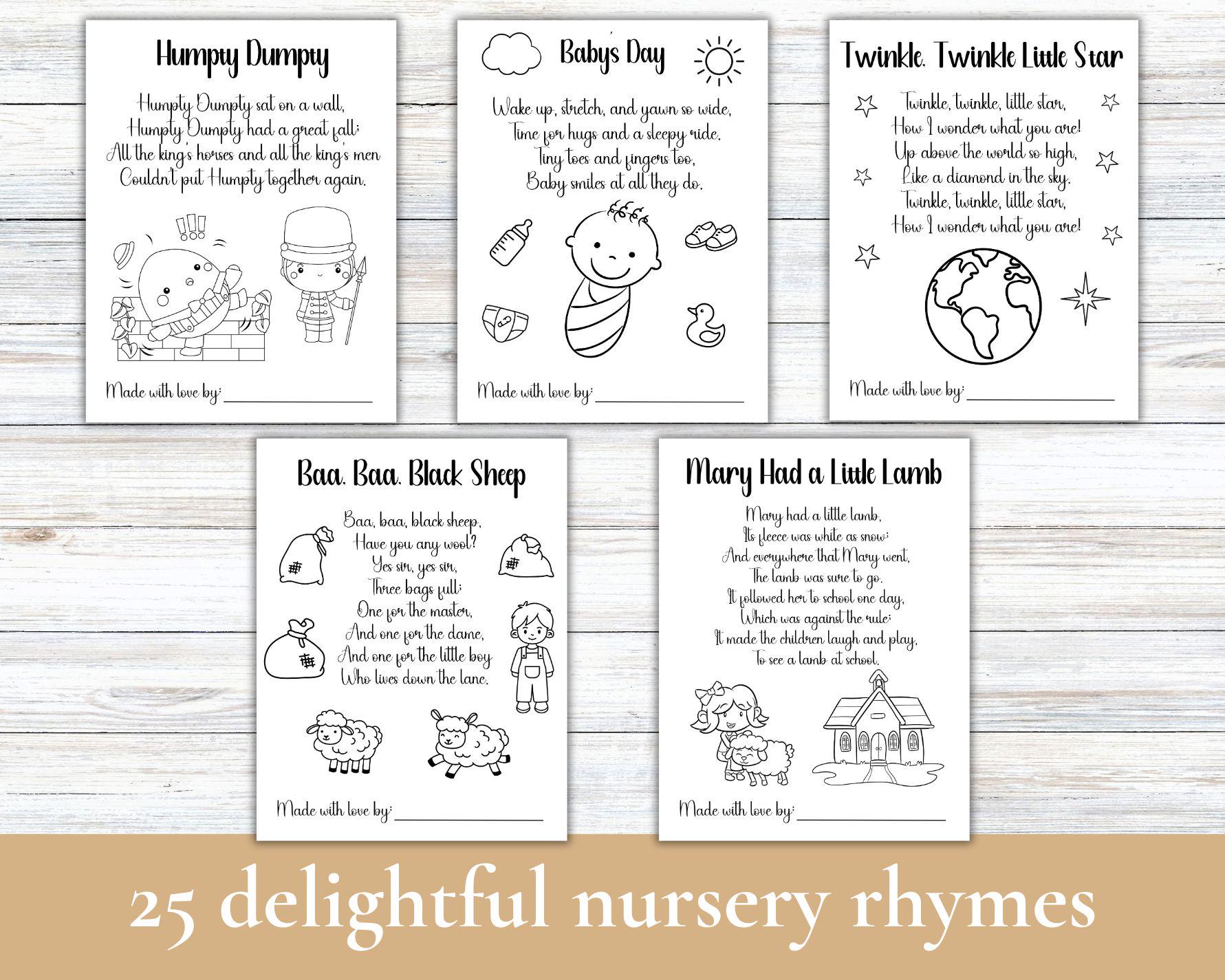 Baby Shower Nursery Rhyme Book, Baby Shower Guest Book, Baby Shower ...