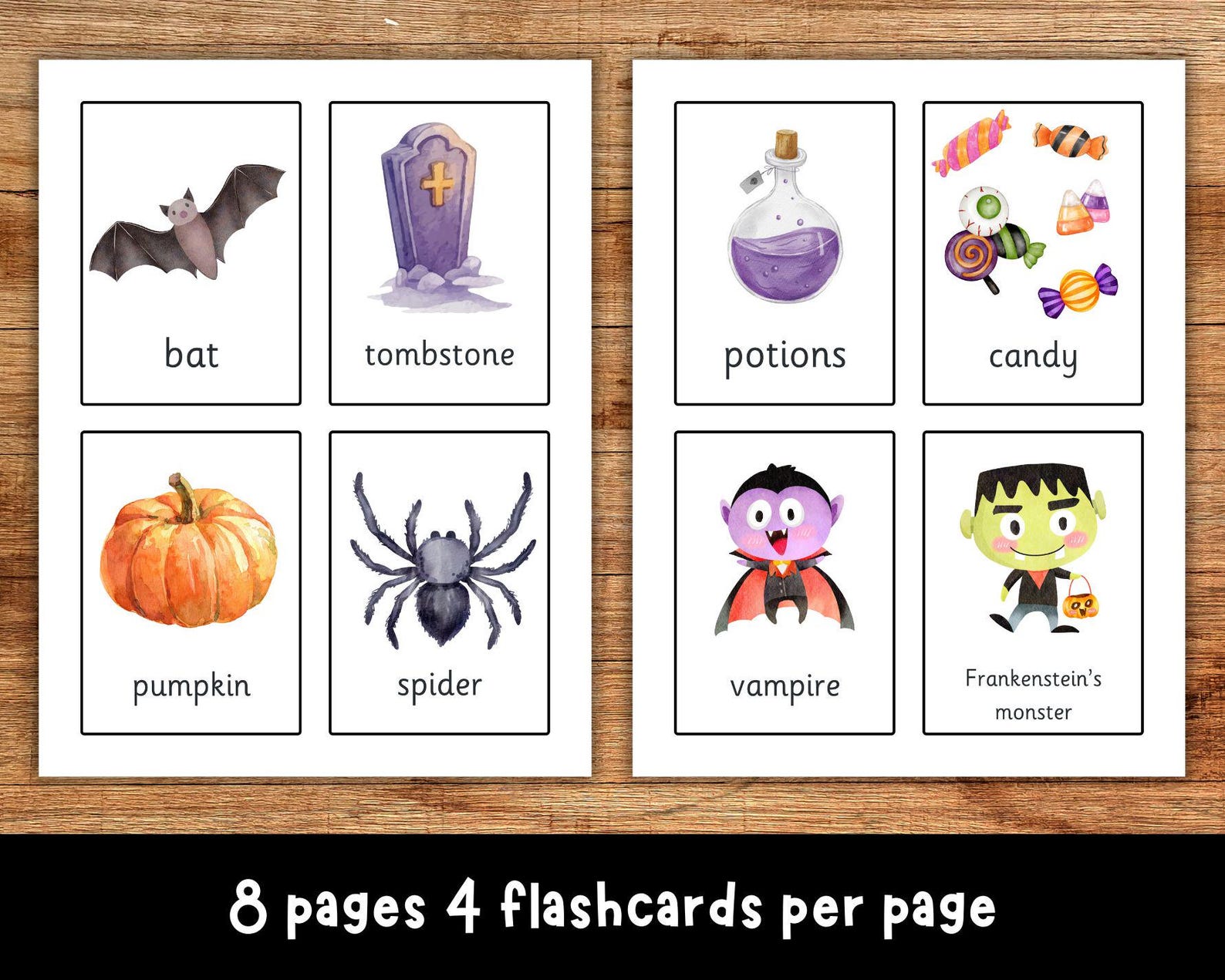 Halloween Flash Cards, Fall Flashcards, Halloween Educational Printable ...