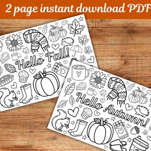 Fall/autumn Coloring Page, Fall Coloring Placemat, Cozy Vibes Coloring ...