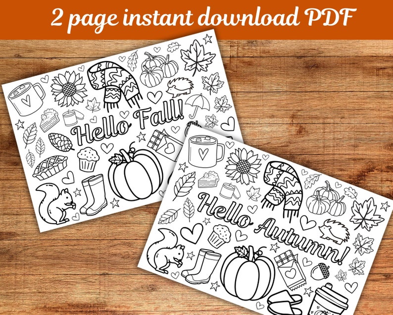 Fall/autumn Coloring Page, Fall Coloring Placemat, Cozy Vibes Coloring ...
