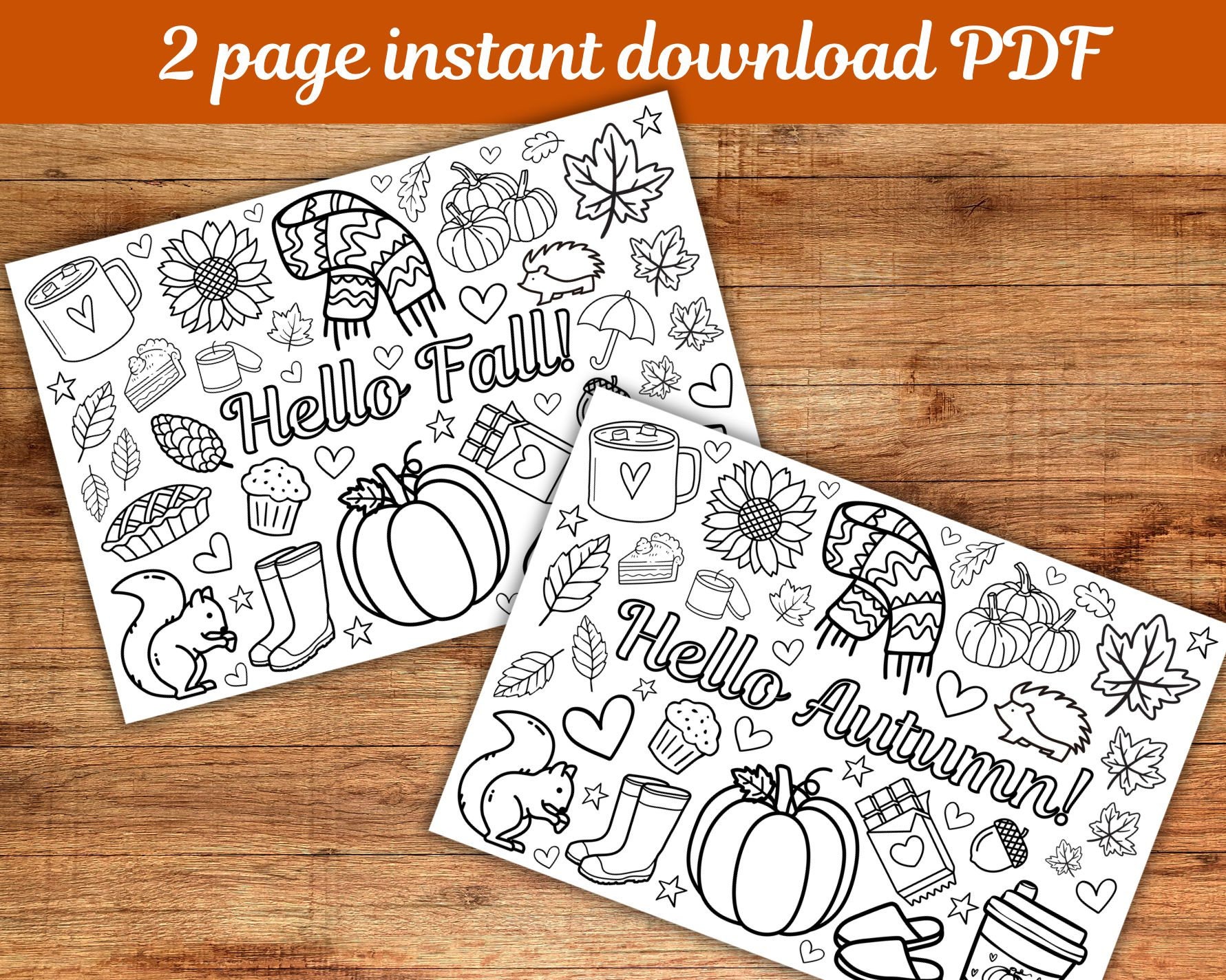 Fall/autumn Coloring Page, Fall Coloring Placemat, Cozy Vibes Coloring ...