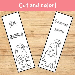 Printable Valentine's Gnome Coloring Bookmarks, Color Your Own ...