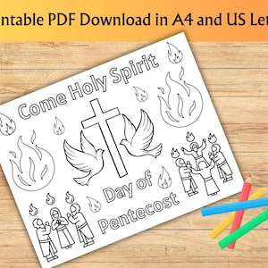 Pentecost Coloring Page, Pentecost Placemat, Christian Coloring Page ...