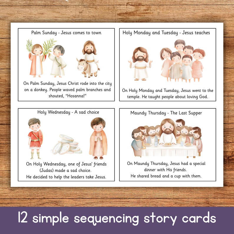 Easter Story Sequencing Cards for Kids | Christian Easter Printable ...