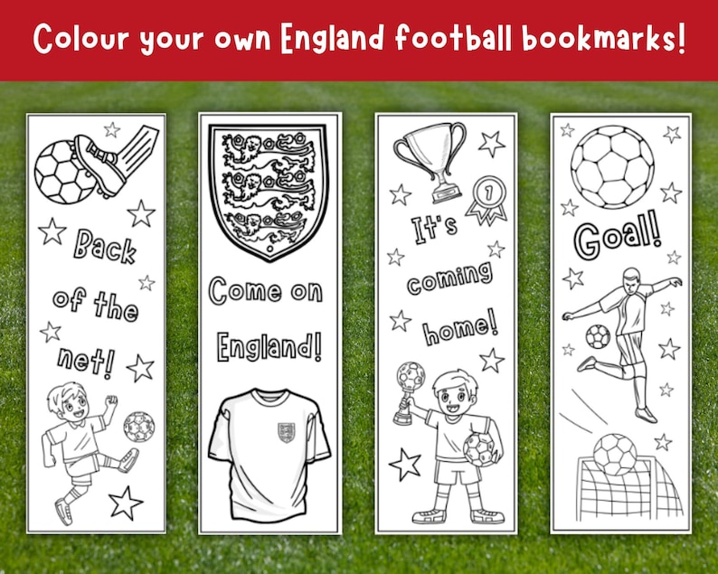 England Football Colouring Bookmarks, Colour Your Own Bookmarks, Euros ...