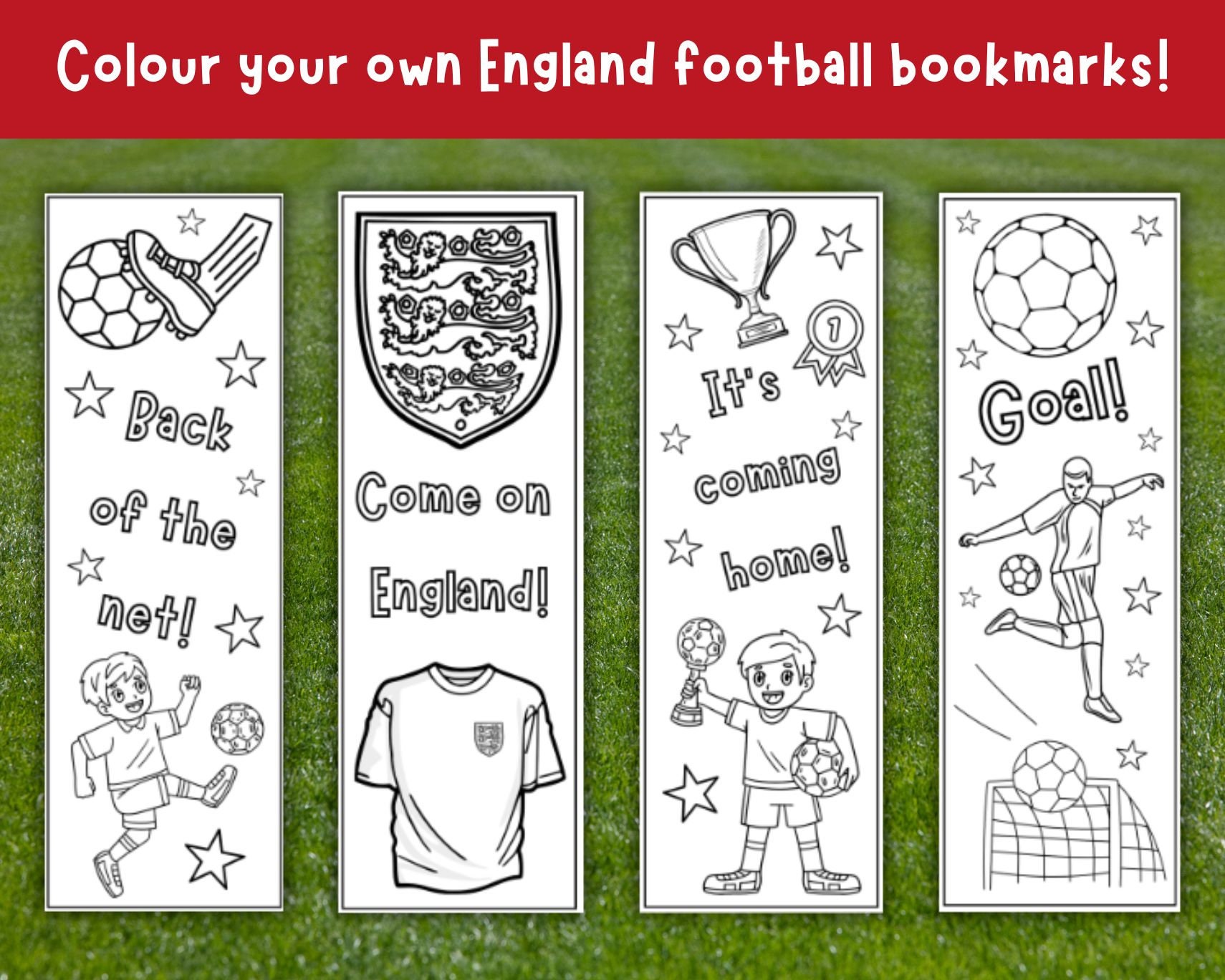 England Football Colouring Bookmarks, Colour Your Own Bookmarks, Euros ...