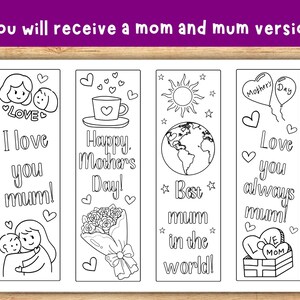 Mother's Day Coloring in Bookmarks, Color Your Own Bookmarks for ...