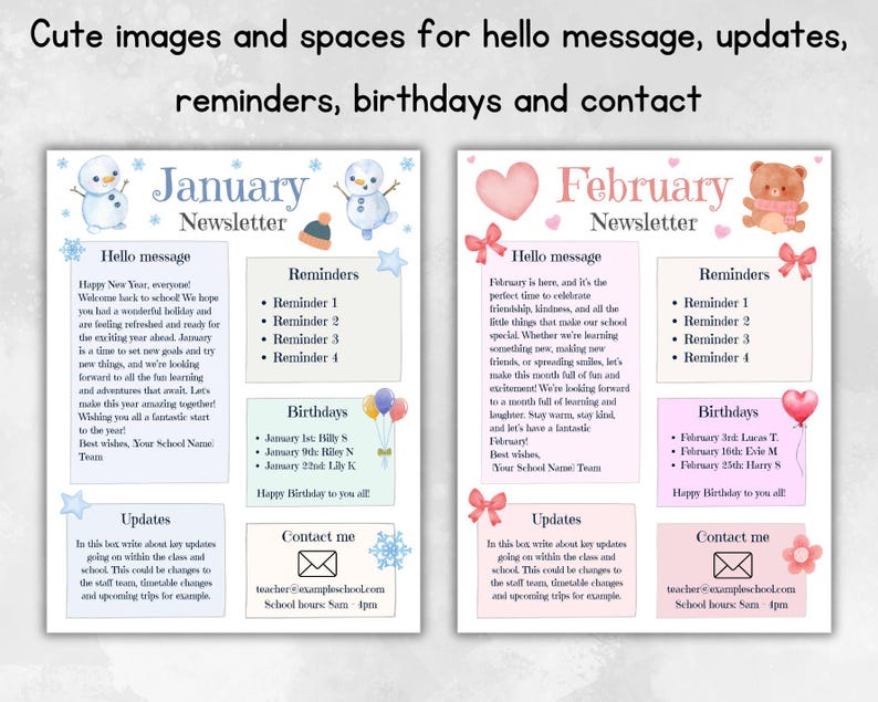 Monthly Classroom Newsletter Template, Teacher-parent Communication ...