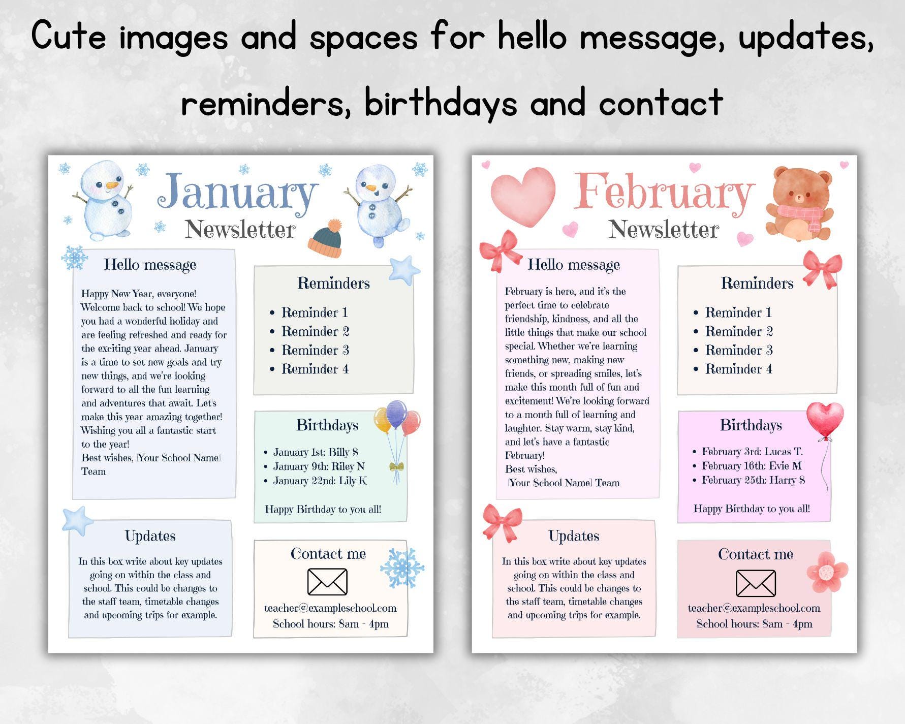 Monthly Classroom Newsletter Template, Teacher-parent Communication ...