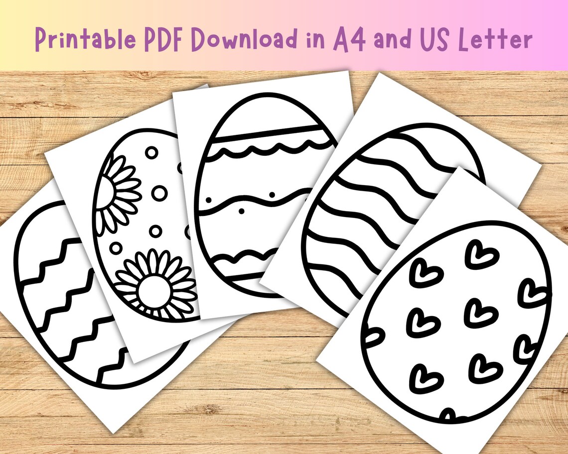 Printable Easter Egg Coloring Pages, Easter Coloring Pages, Kids Easter ...