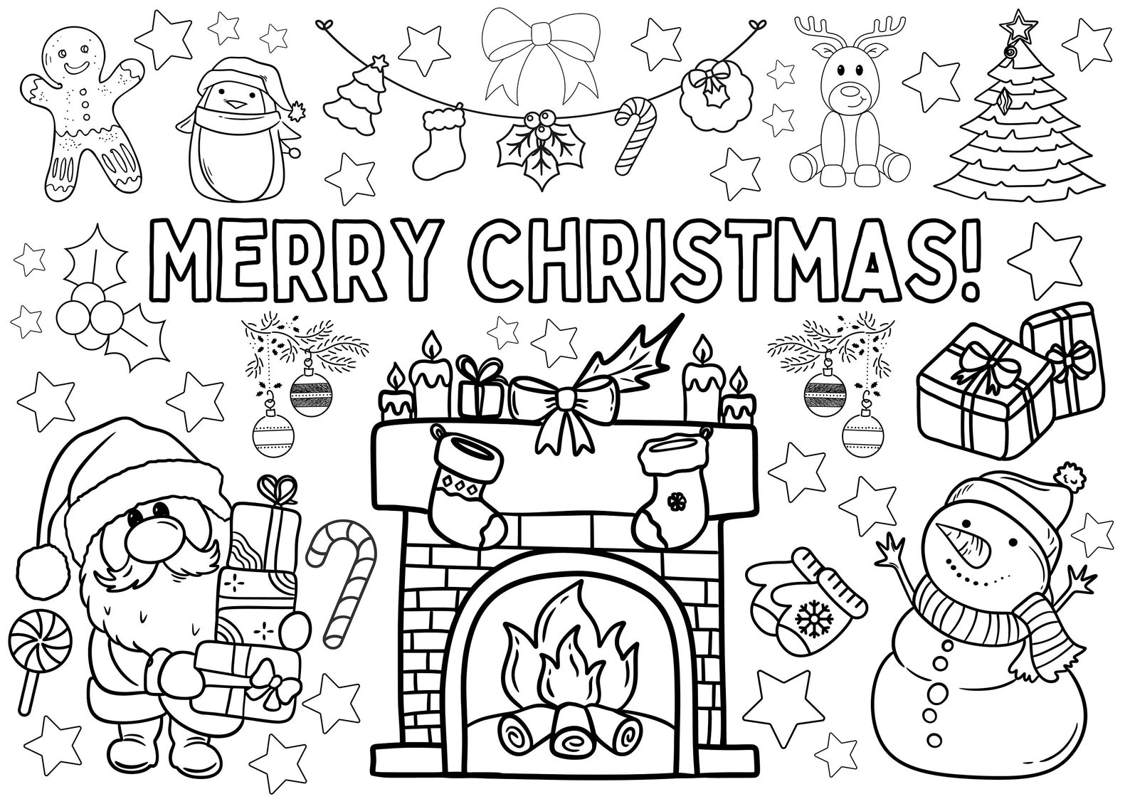Christmas Coloring in Placemat Printable Digital Download, Kids ...