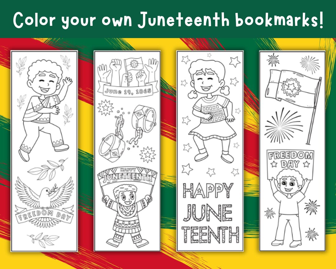 Printable Juneteenth Coloring Bookmarks, Color Your Own Bookmarks ...