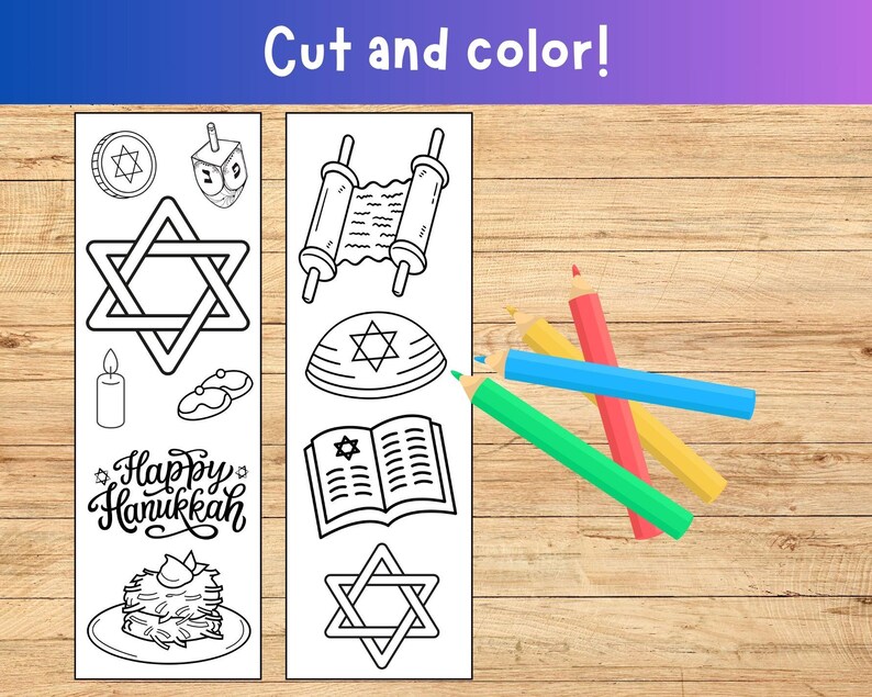 Hanukkah Coloring Bookmarks, Color Your Own Bookmarks, Hanukkah ...