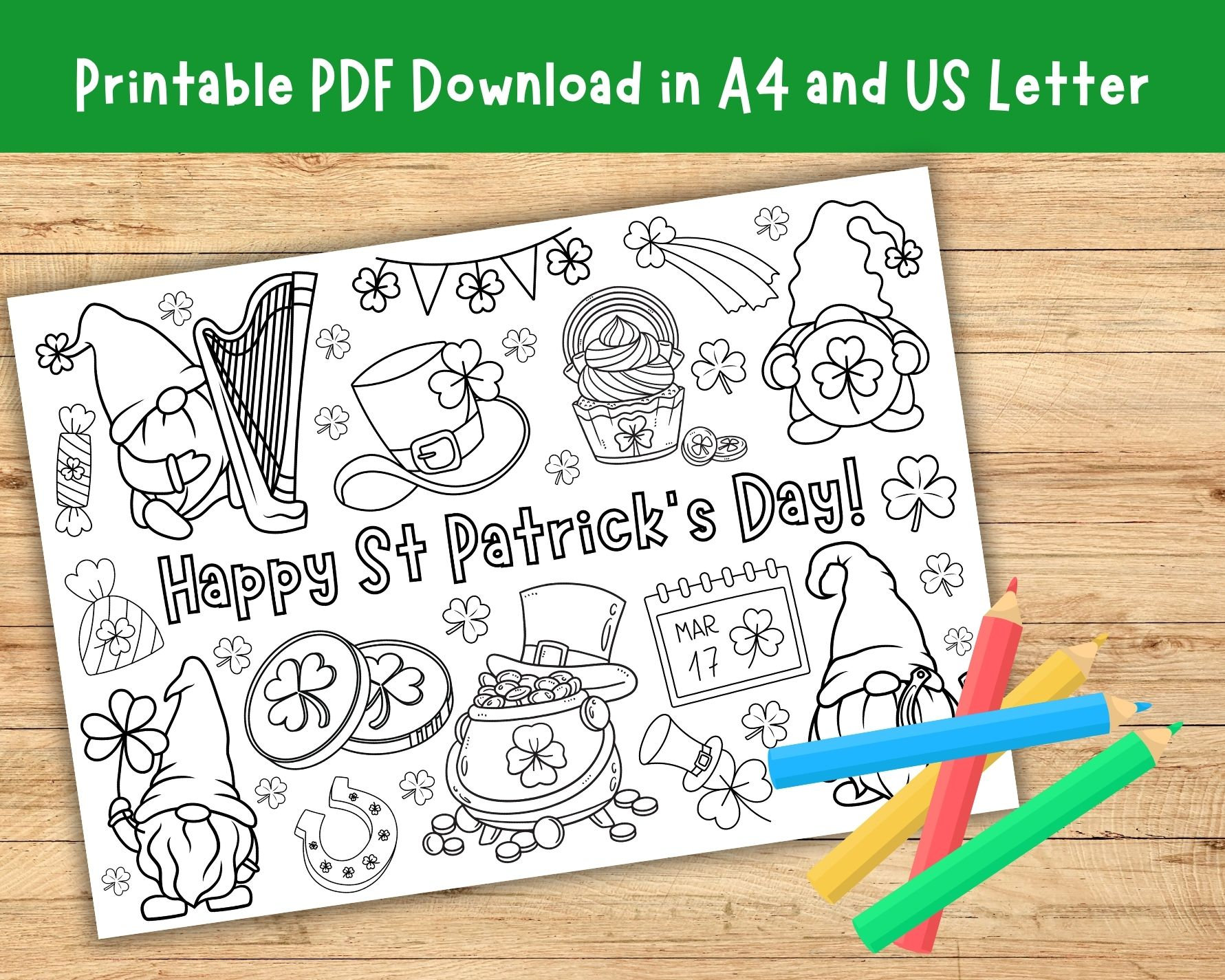 St Patrick's Day Coloring Page, St Patrick's Day Printable for Kids and ...