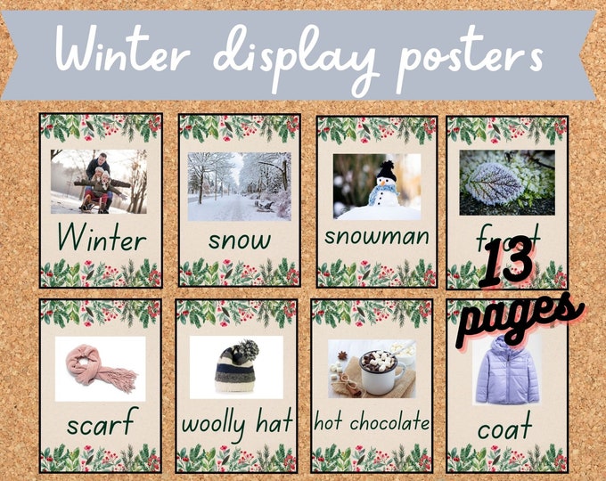 ESL Beginner Flashcards for Kids - Four Seasons Flashcards - Winter ...