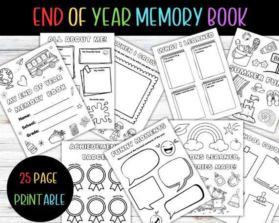 End of School Year Memory Book, Last Day of School Activity, Class ...